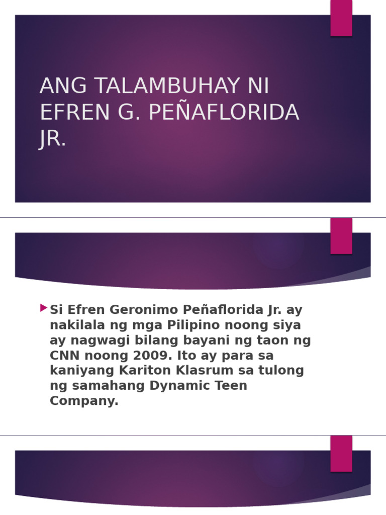 Ang Talambuhay Ni Efren Peñaflorida | PDF