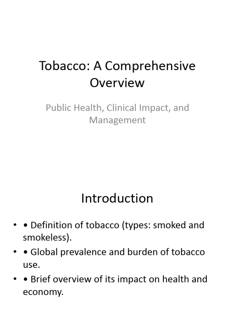 Tobacco Presentation (1) | PDF | Tobacco | Electronic Cigarette
