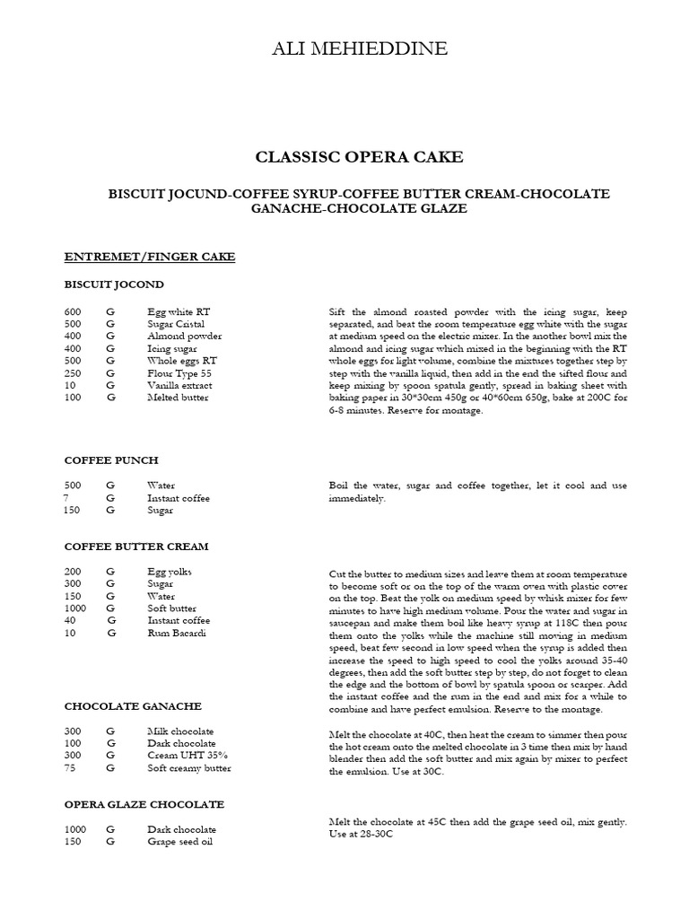 Modern Opera Cake Recipe Guide | PDF | Cakes | Icing (Food)