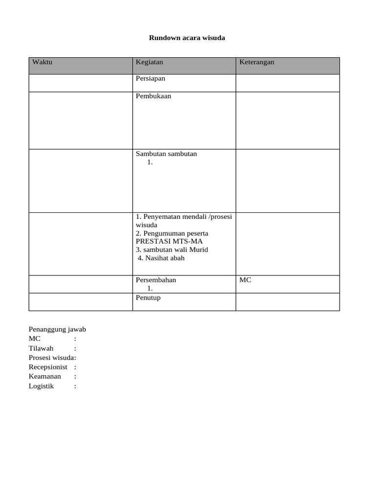 Rundown Acara Dan Teks MC-1 | PDF