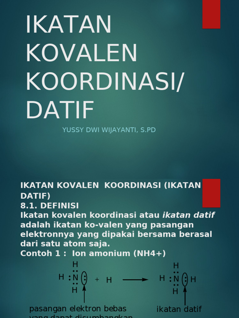 Contoh Ikatan Kovalen Koordinasi | PDF