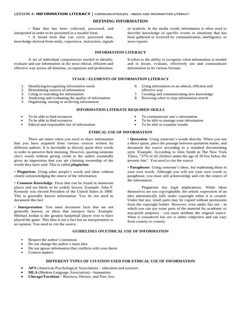 Understanding Information Literacy Skills | PDF | Information ...