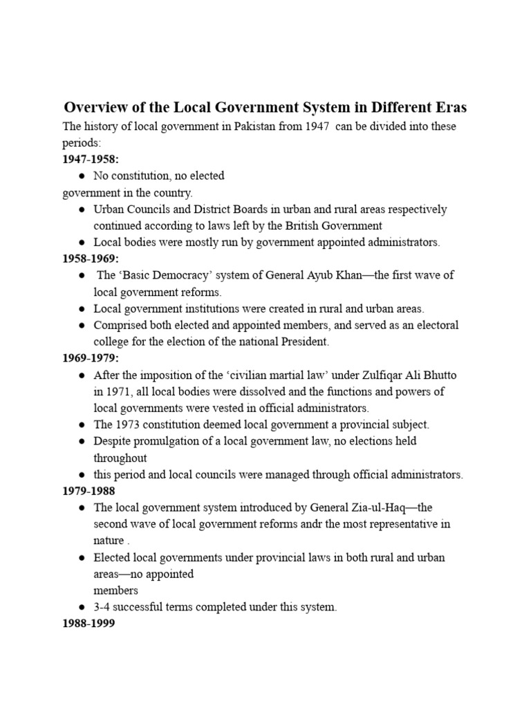Evolution of Local Government in Pakistan | PDF | Government | Pakistan