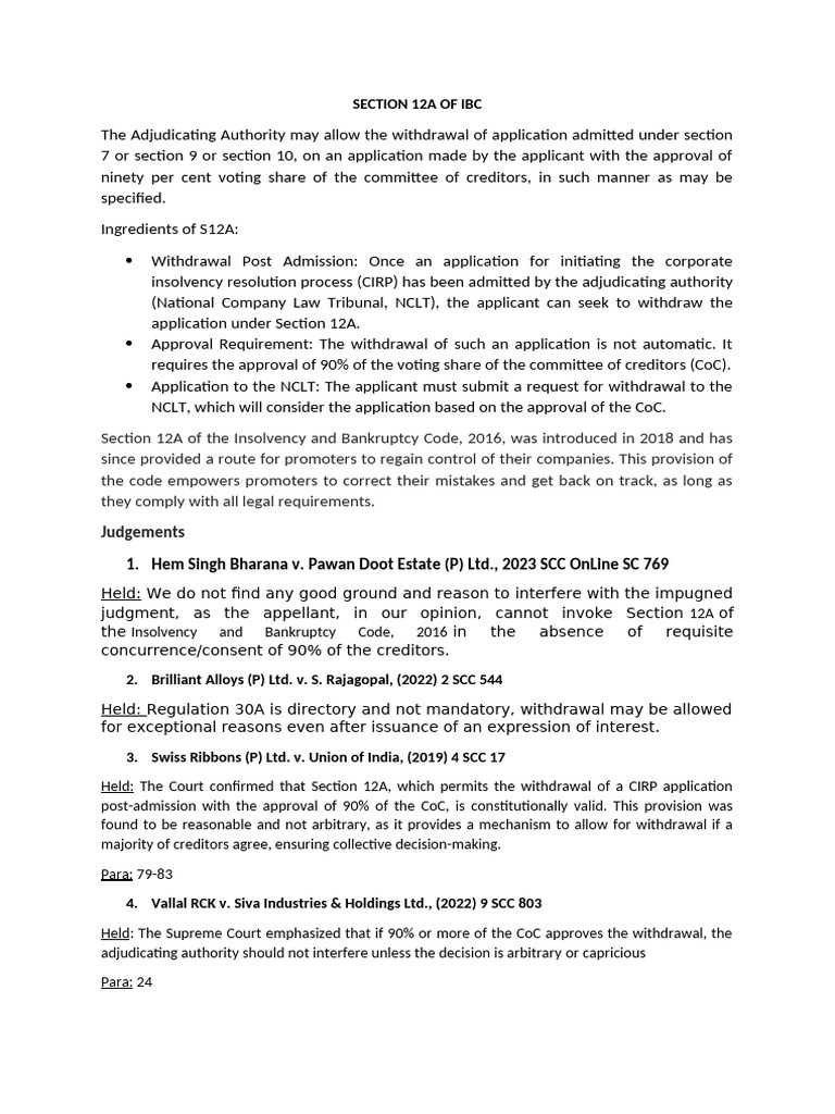 SECTION 12A OF IBC | PDF | Judiciaries | Public Law