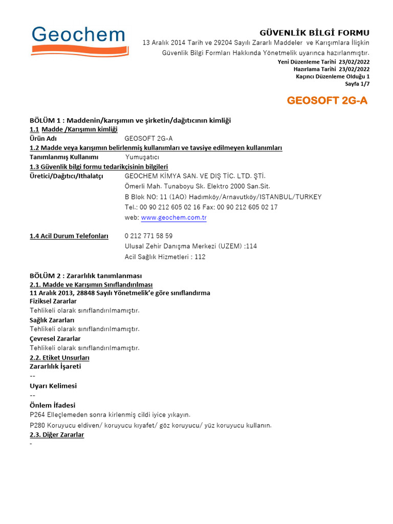 Geosoft 2G A - SDS - TR | PDF