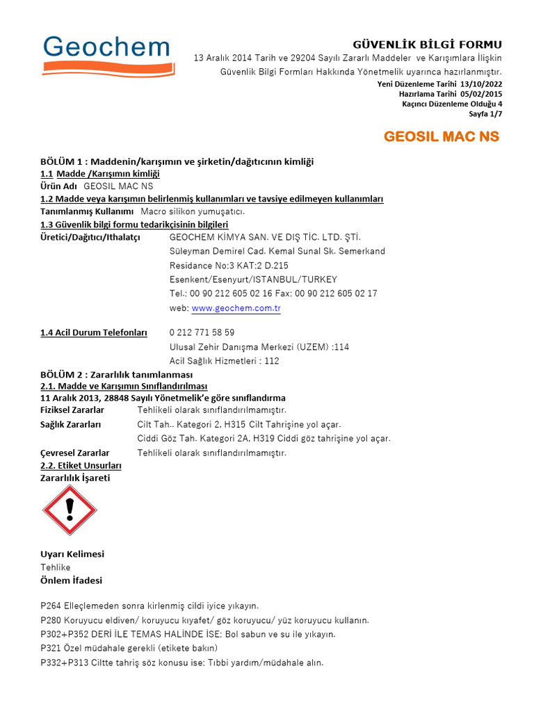 GEOSIL MAC NS_SDS-TR | PDF