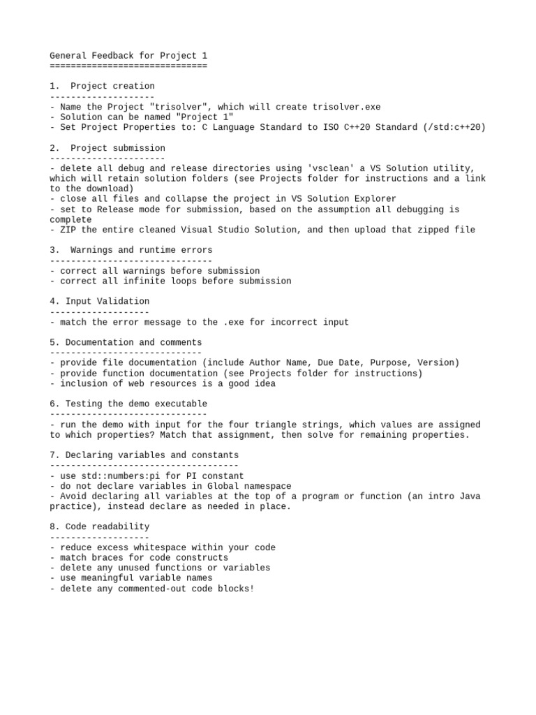 General Feedback For Project 1 | PDF