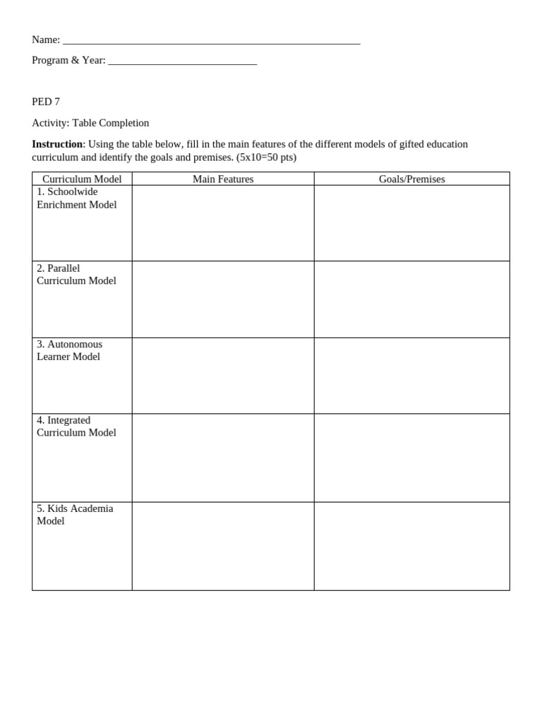 Table Completion | PDF