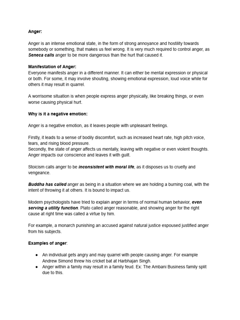 Classroom 13 Emotions and Example Anger 2 | PDF | Anger | Greed