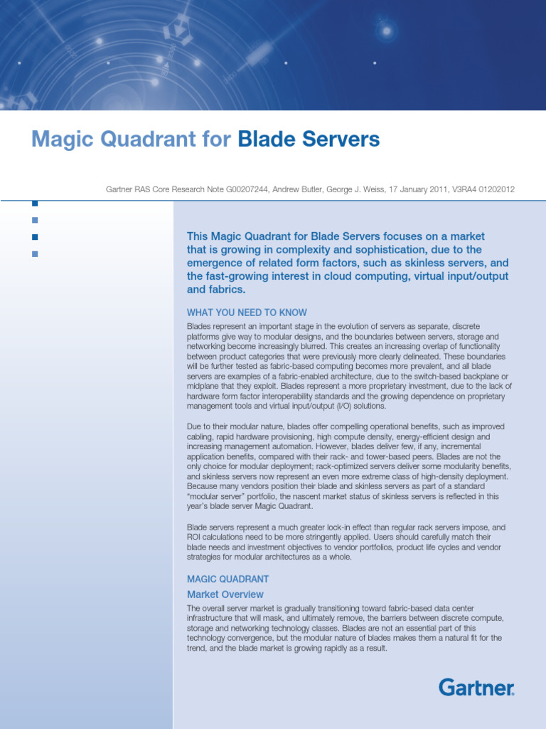 Blade Server Market Magic Quadrant 2011 | PDF | Computing | Computer ...
