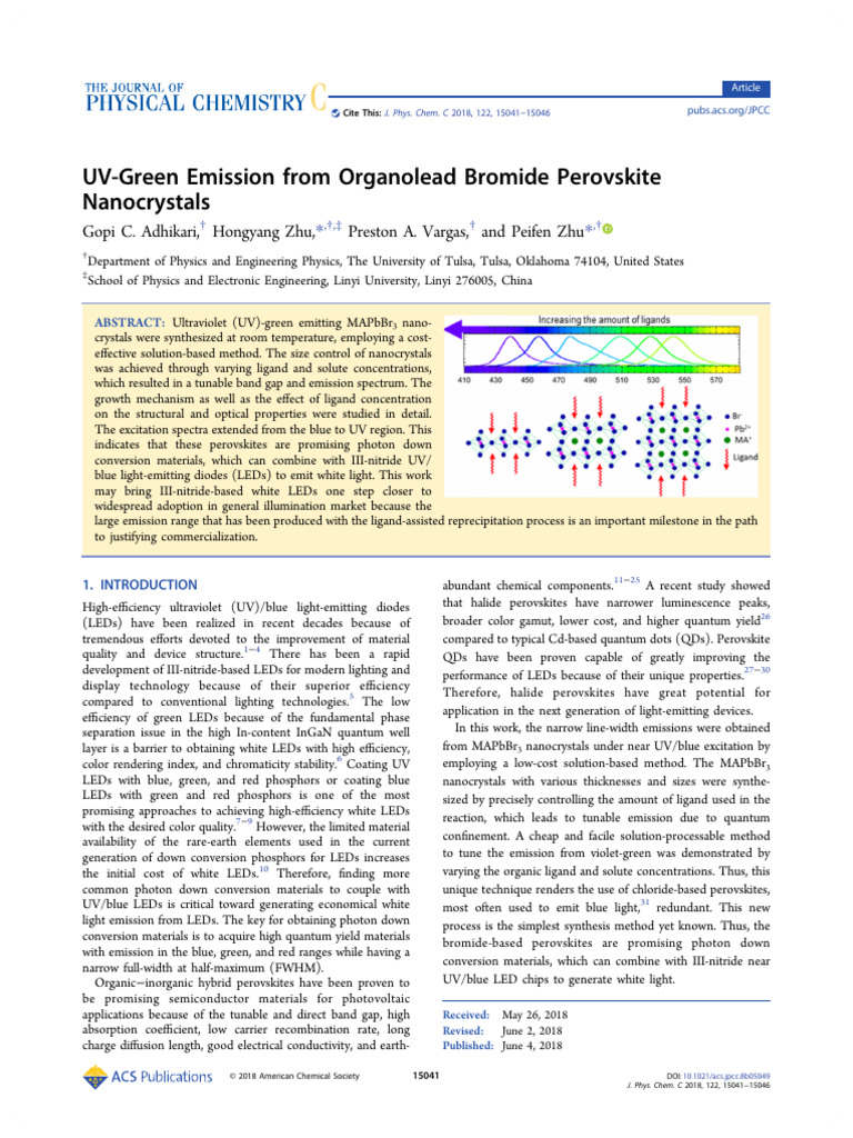 Adhikari Et Al 2018 Uv Green Emission From Organolead Bromide ...