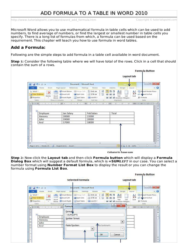 Word Add Formula | PDF | Formula | Microsoft Word