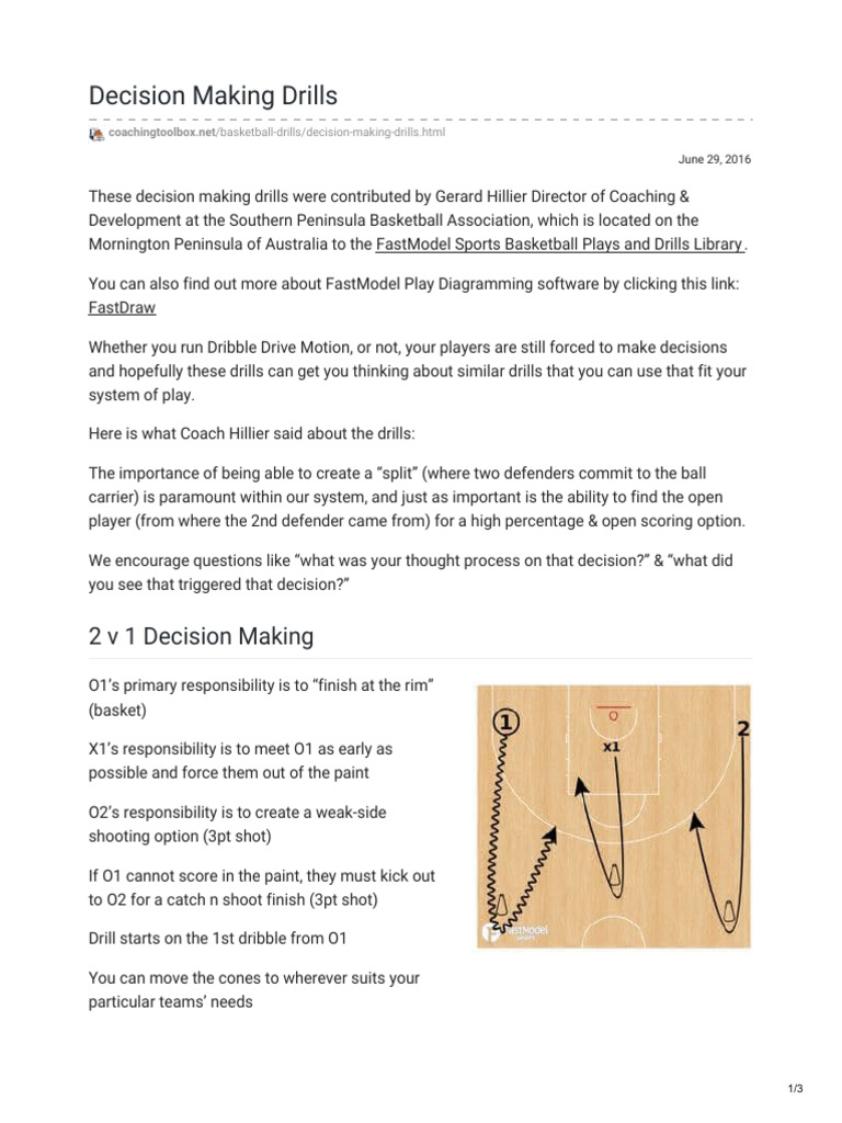 Basketball Decision Making Drills | PDF | Sports Rules And Regulations ...
