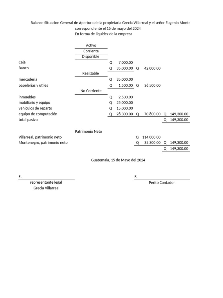 Balances Generales de Apertura 2024 | PDF | Hoja de balance | Contabilidad
