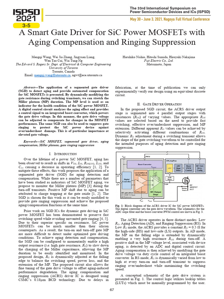 A Smart Gate Driver For SiC Power MOSFETs With Aging Compensation and ...