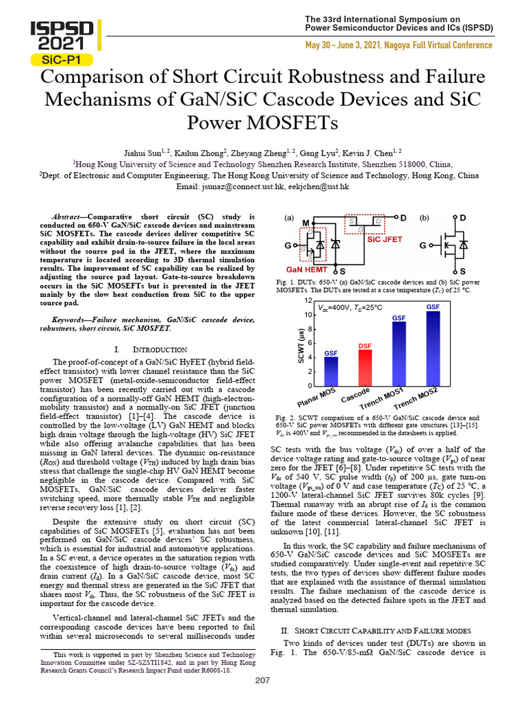 Comparison of Short Circuit Robustness and Failure Mechanisms of GaN SiC Cascode Devices and SiC ...