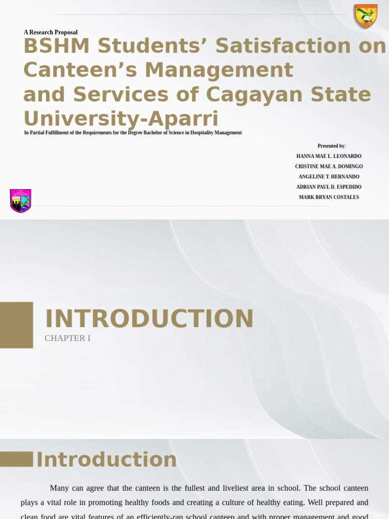 BSHM Student Satisfaction at CSU Canteen | PDF | P Value | Analysis Of Variance