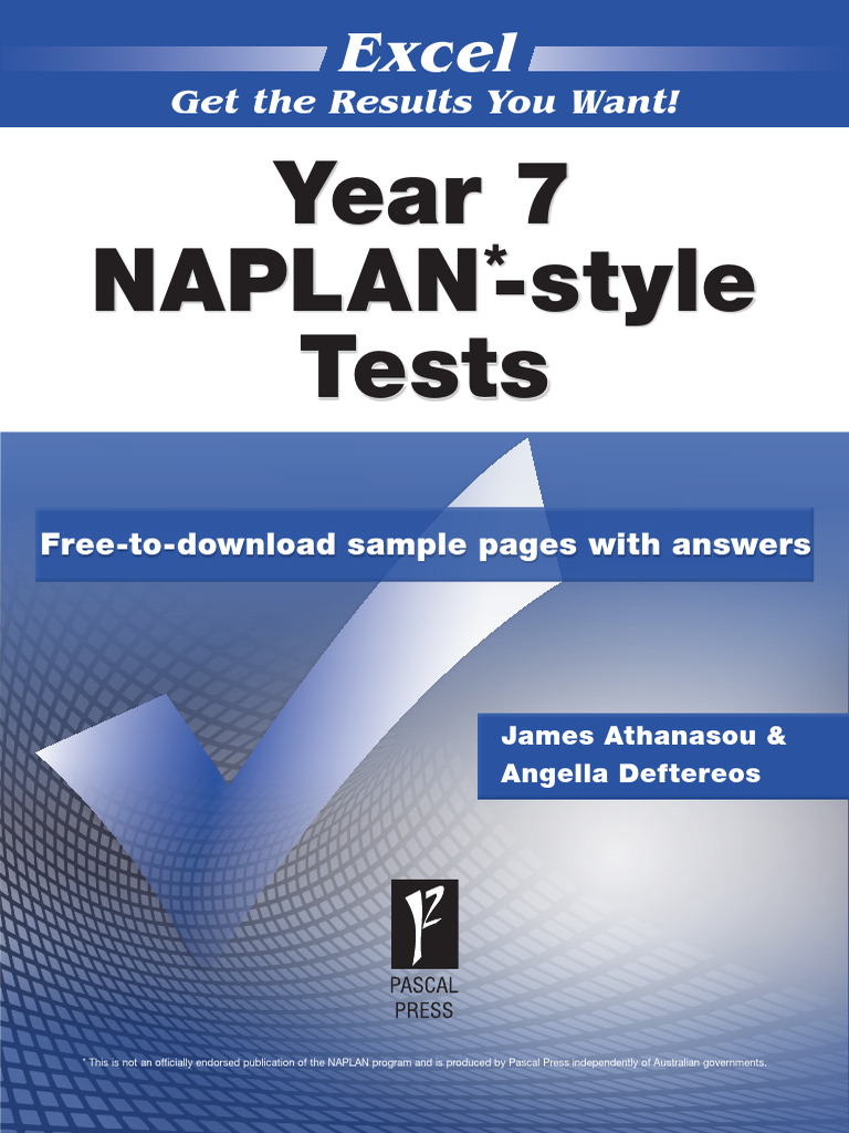 7 Excel Year 7 NAPLAN Style Tests SAMPLE2 2014 | PDF | Area | Numbers