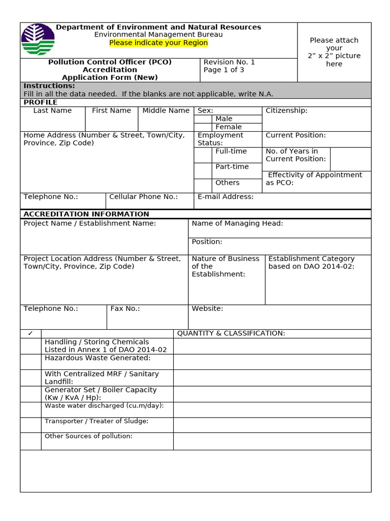 5.PCO Accreditation Application Form (1) | PDF | Waste | Environmental ...