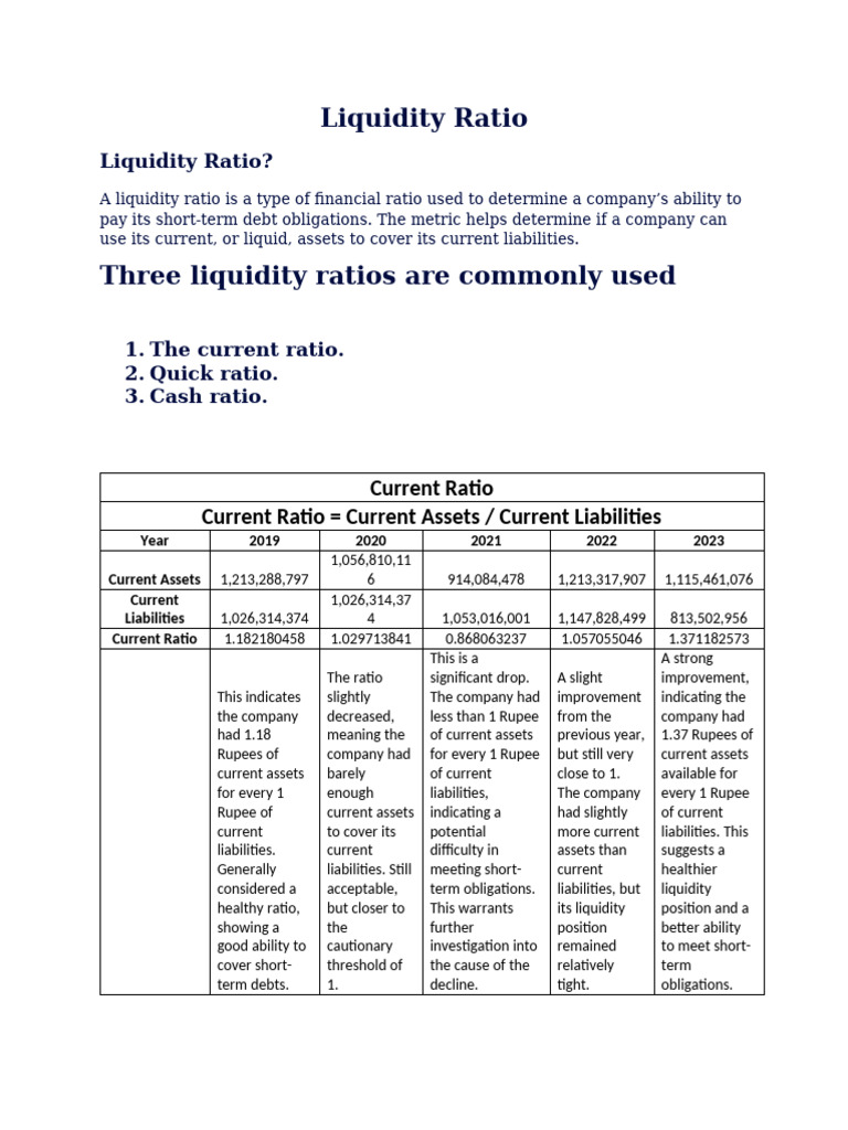 Accounting Project - Liquidity Ratios | PDF | Market Liquidity ...