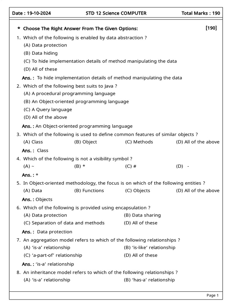 EM STD 12 CH 6 - Solution-1 | PDF | Method (Computer Programming) | Class (Computer Programming)