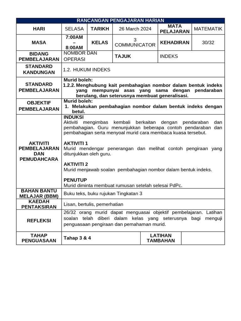 Selasa rph POH | PDF