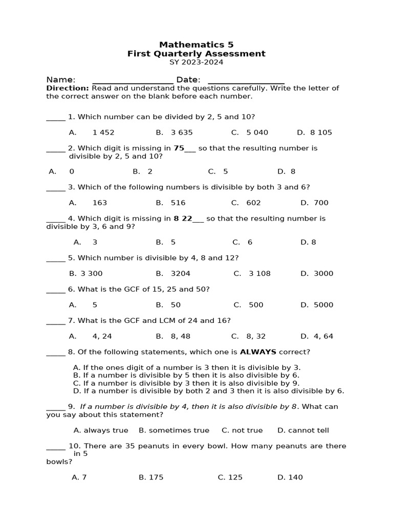 PT_MATH 5_Q1 | PDF | Mathematics