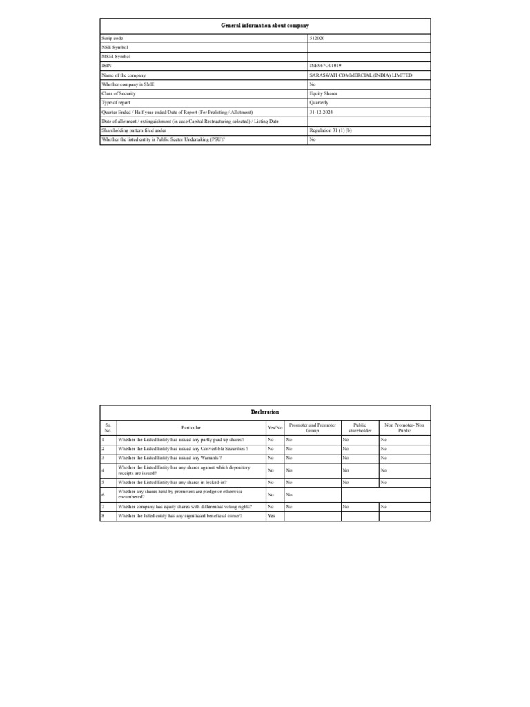 Shareholding Pattern - December 2024 | PDF | Securities (Finance) | Share (Finance)