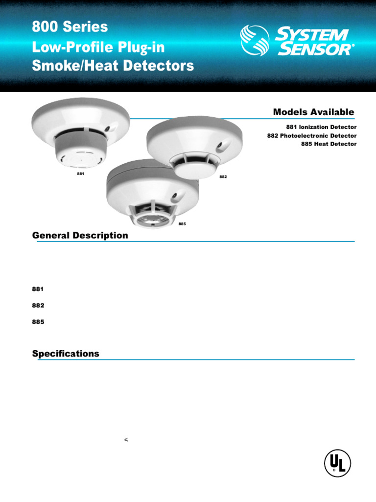 Brosur Smoke Detector - Honeywell System Sensor 882 | PDF | Sensor ...