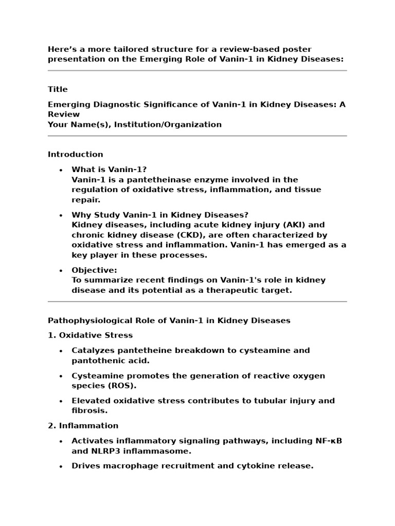 Emerging Role of Vanin 1 in Diagnosis of Kidney Diseases | PDF ...