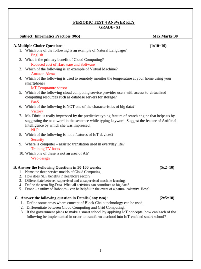 answer key 11 | PDF | Cloud Computing | Internet Of Things