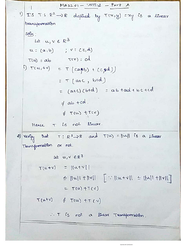 Ma2202 - Unit 2 (2 Marks) | PDF