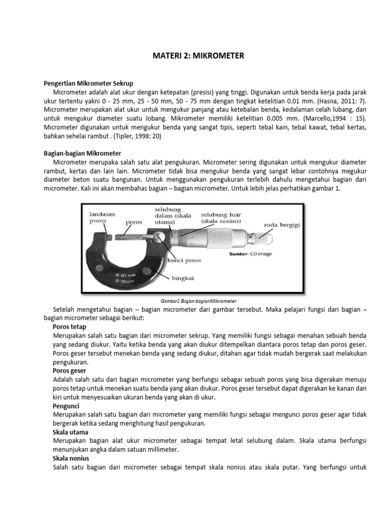 MATERI 2 - Alat Ukur Mikrometer | PDF