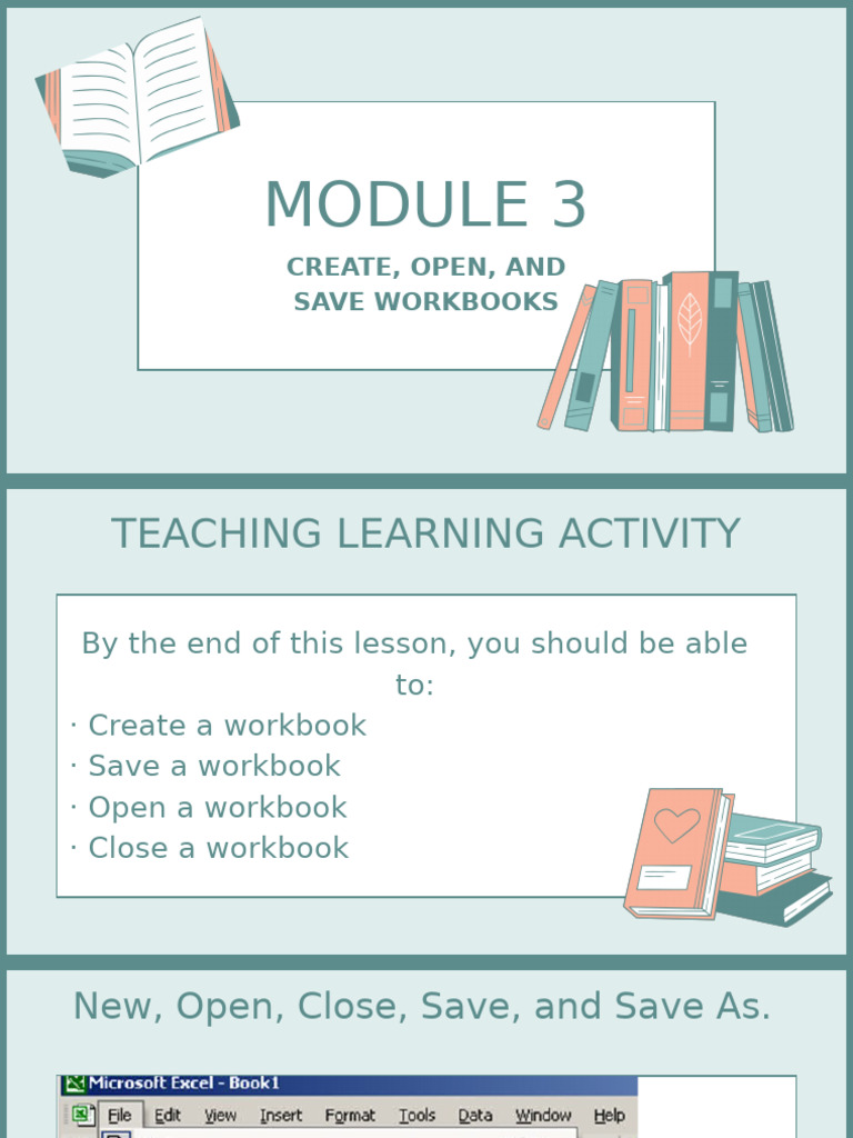 Create, Open, and Save Workbooks Guide | PDF