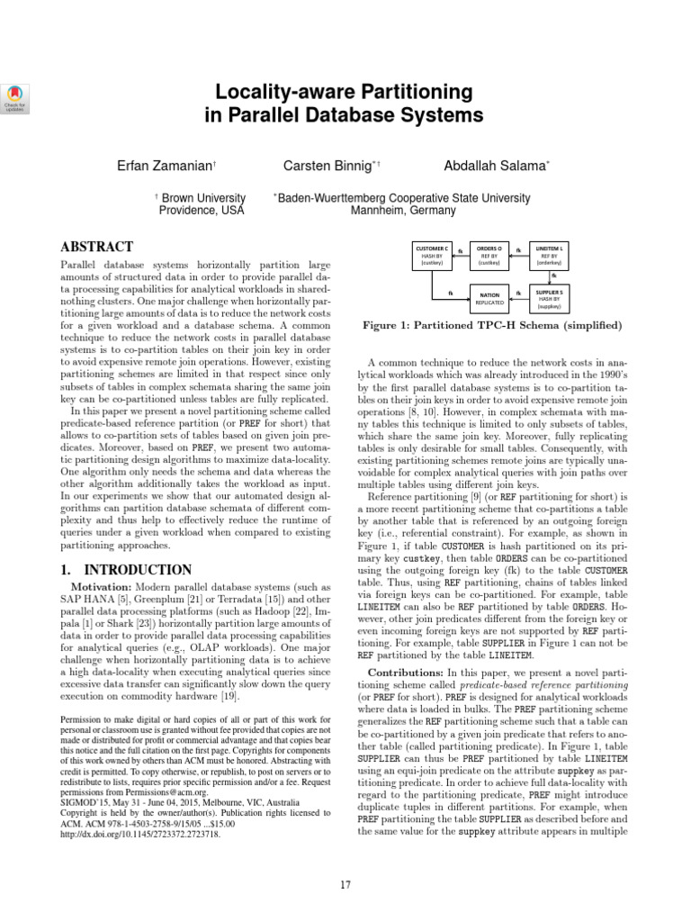 sigmod_15_locality-aware partitioning in parallel database systems | PDF | Database Index ...