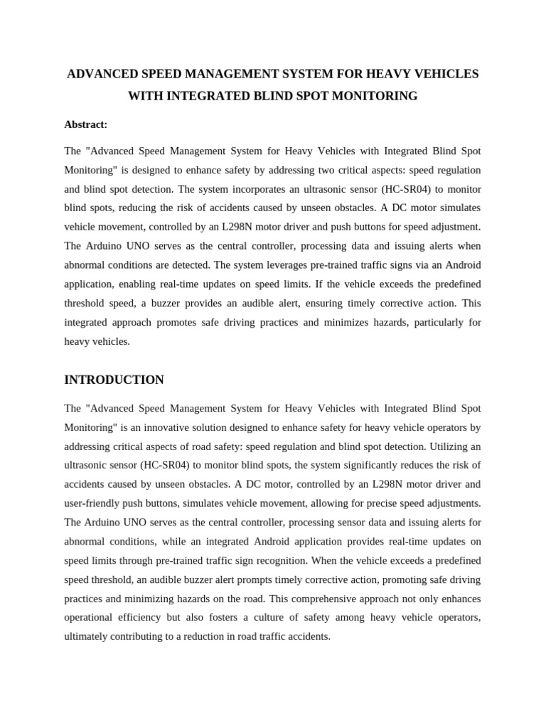 Advanced Speed Management for Heavy Vehicles | PDF | Embedded System ...