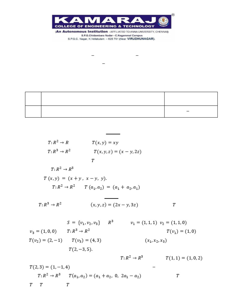 MA2201 - Unit 2 (Tutorial - 1) | PDF