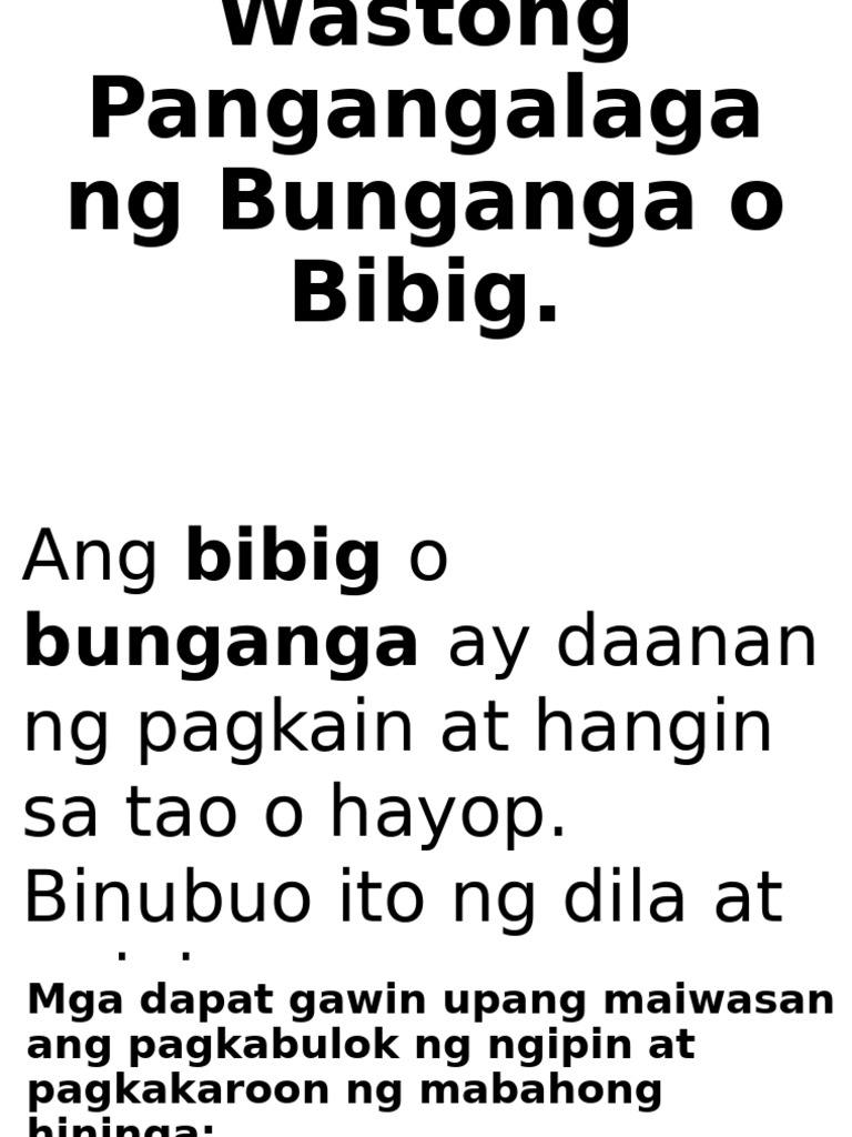 Wastong Pangangalaga NG Bunganga o Bibig | PDF