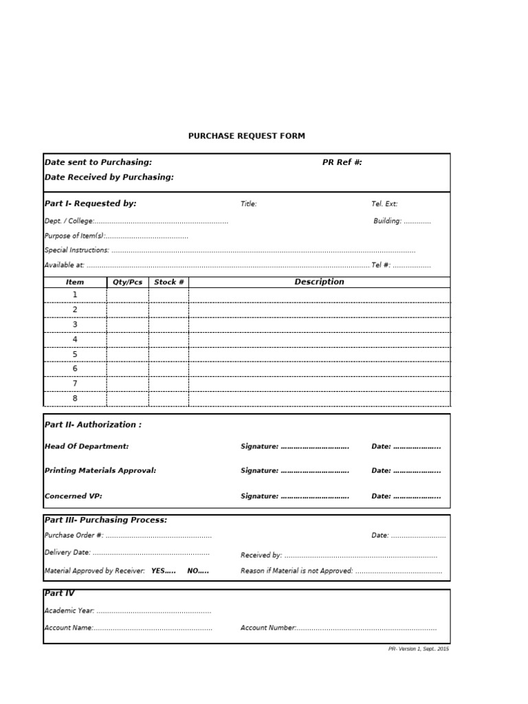 Purchase Request Form | PDF