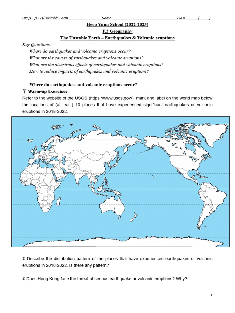 Unstable Earth Notes 2223 Students p1 5 | PDF | Plate Tectonics ...
