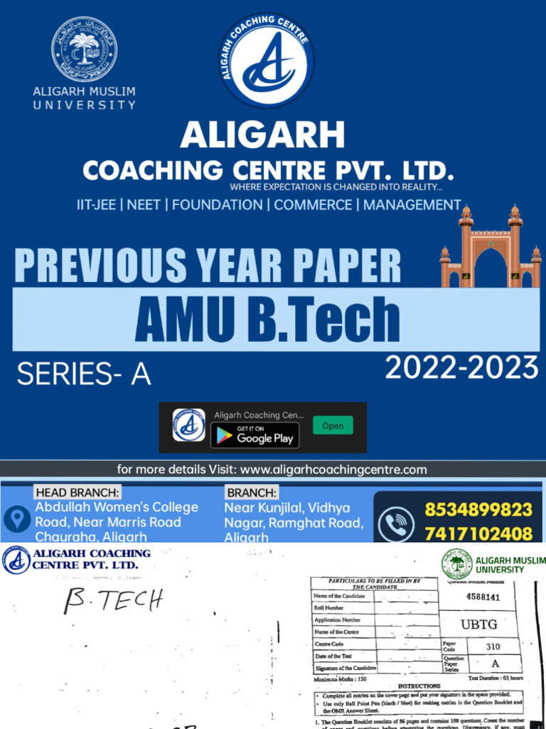 AMU B.tech 2022-23 Question Paper | PDF