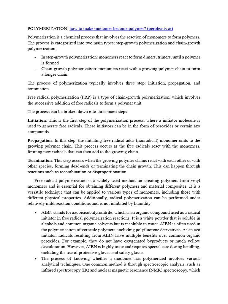 Theories_Polymerization | PDF | Polymerization | Polymers