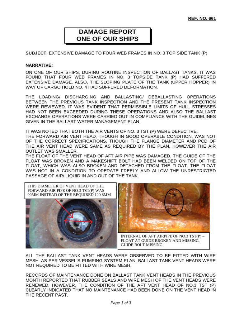 661 Extensive Damage To Four Web Frames in No. 3 Top Side Tank (P ...