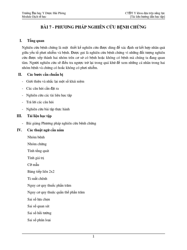 Bài 7_Lê_PPNC bệnh chứng_HDHTSV | PDF