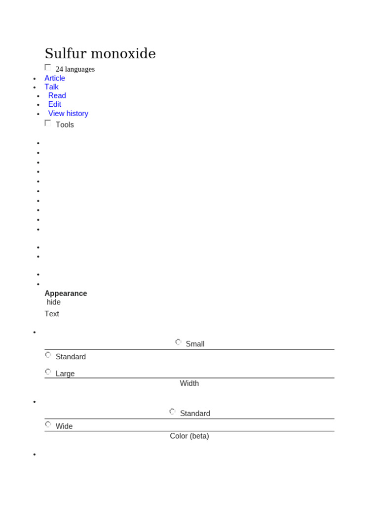 Sulfur monoxide | PDF | Physical Sciences | Chemical Elements