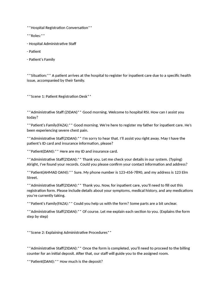 Hospital Registration Conversation | PDF | Patient | Medicine