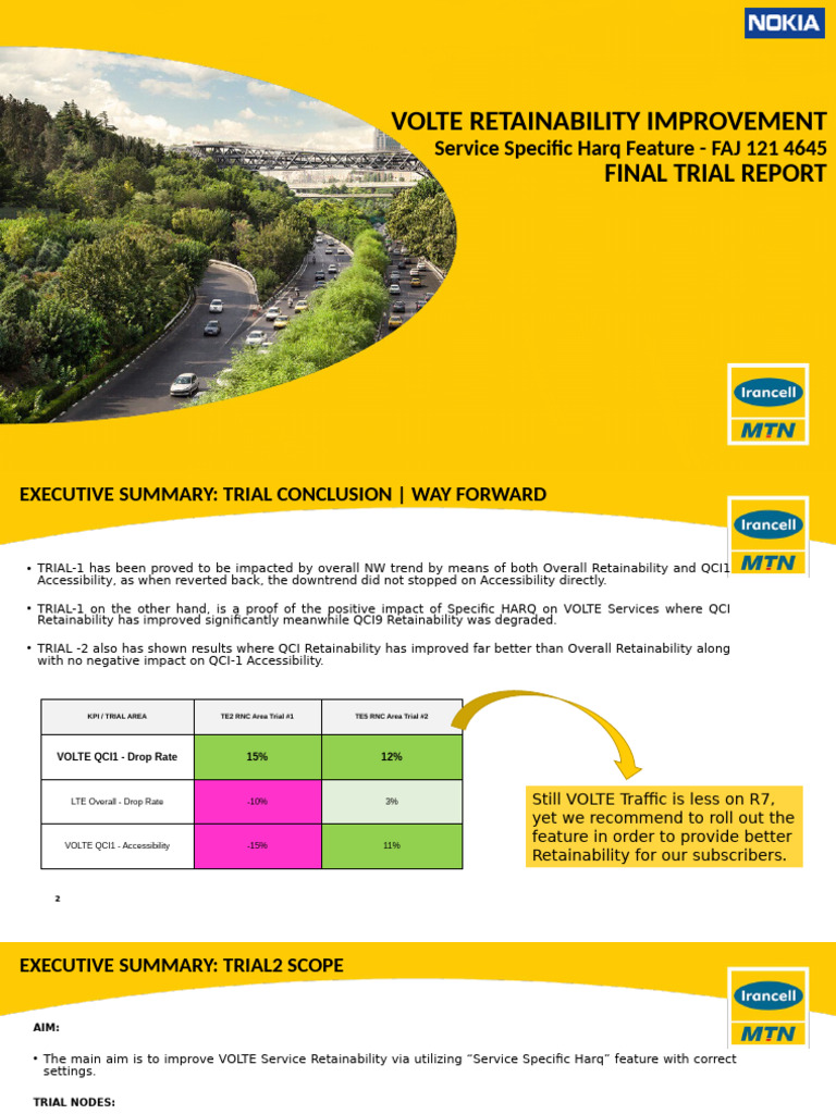 VOLTE Retainability Improvement-Service Specific HARQ TRIAL - FINAL ...