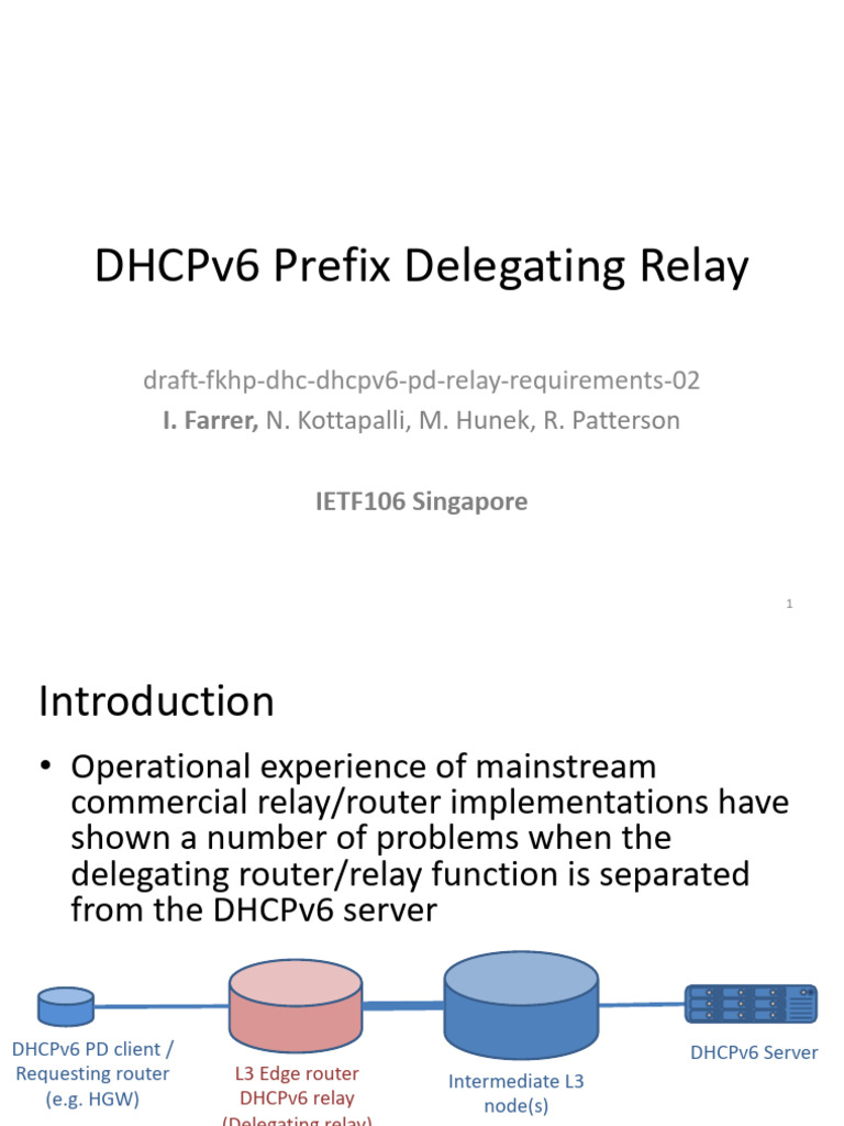 slides-106-dhc-dhcpv6-prefix-delegating-relay-00 | PDF | Computer ...