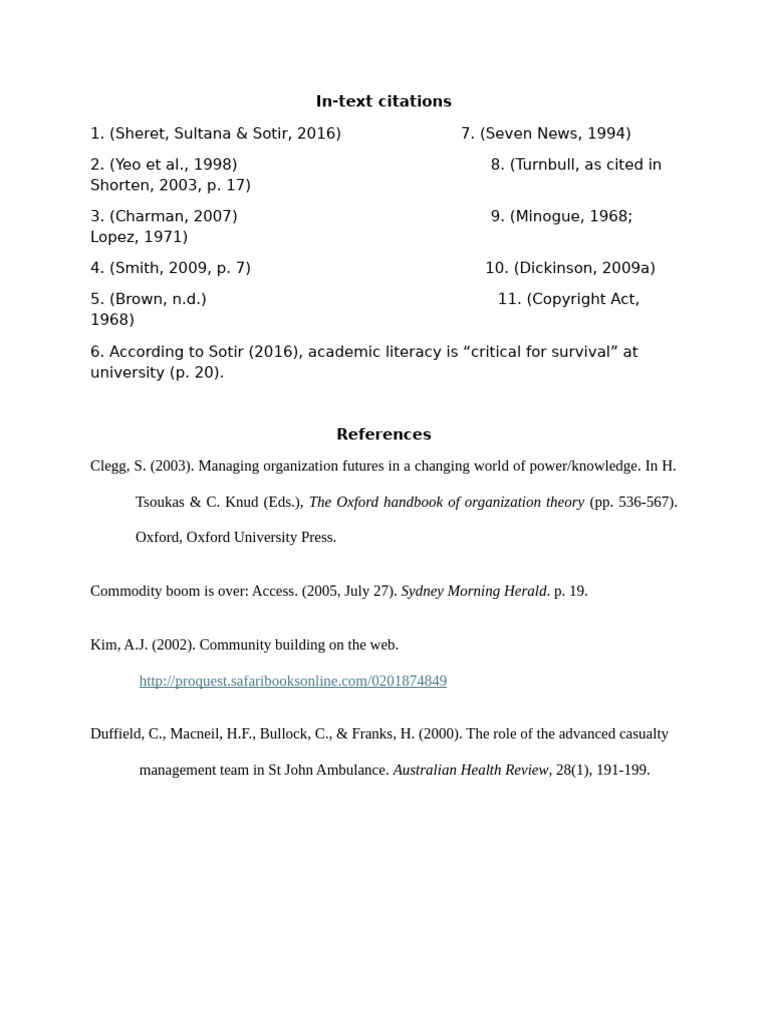 APA - In-textcitation - Keys to Exercise | PDF