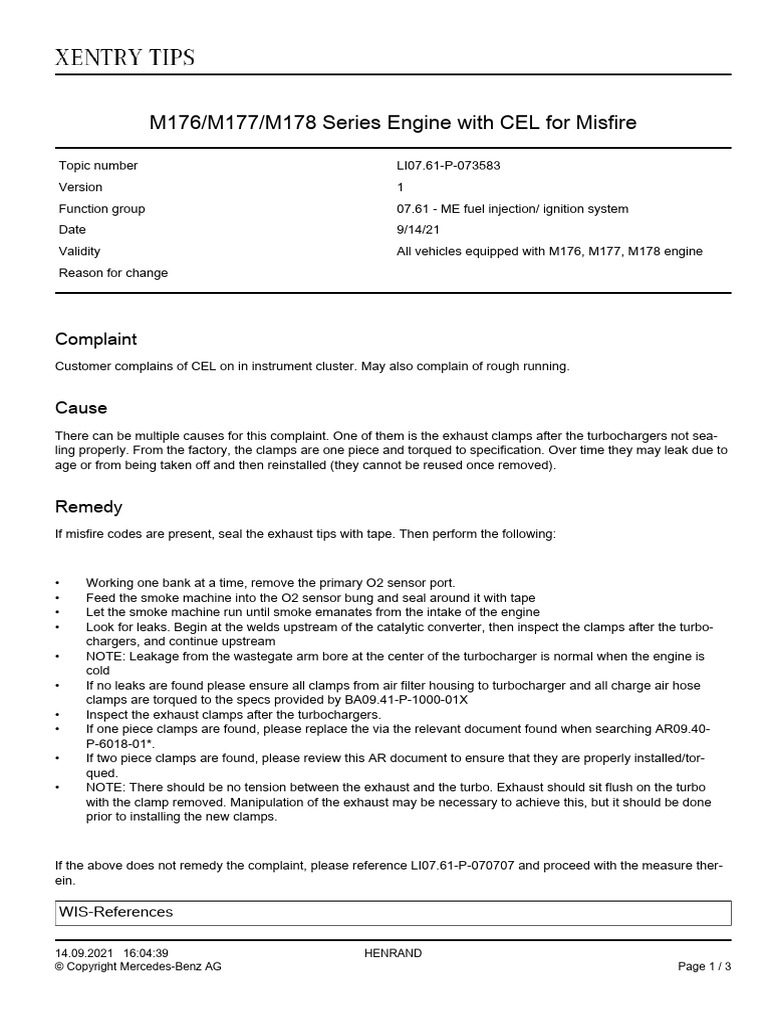 M178 Series Engine With CEL For Misfire | PDF | Turbocharger | Engines